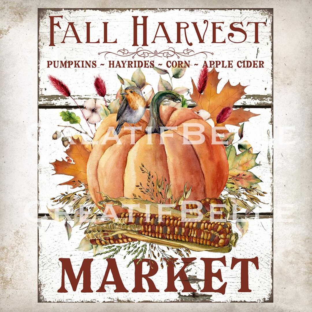 Rustic Fall Harvest Market Pumpkins & Corn Autumn Wreath Accent Fall ...