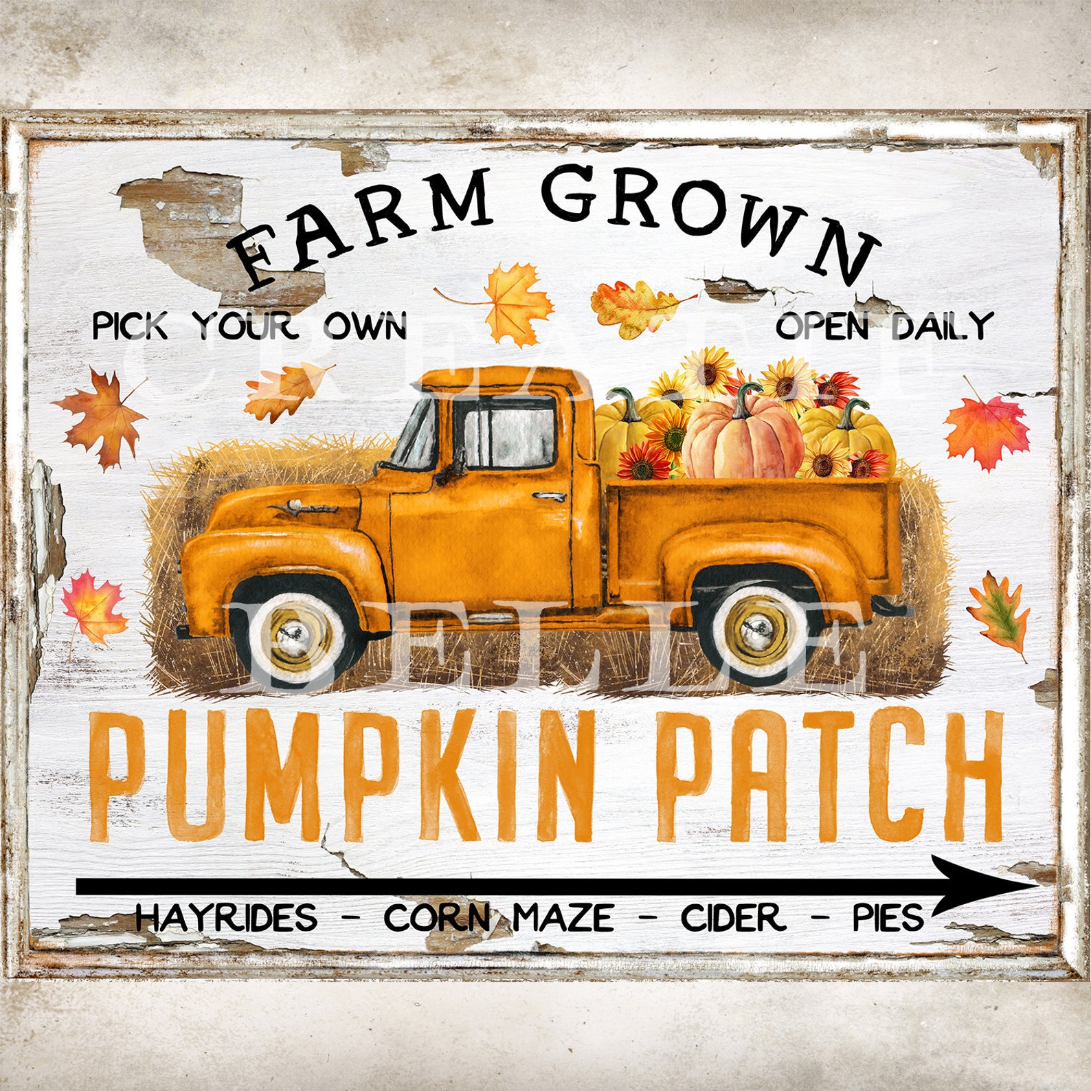 Pumpkin Patch Truck Fall Pumpkin Sign Farmhouse Pumpkin Wall Sign DIY ...
