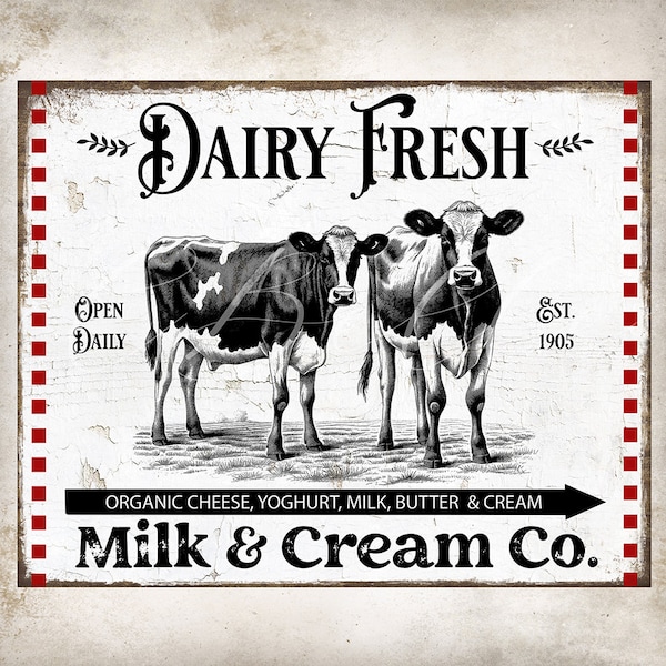 Vintage Dairy Sign - Etsy
