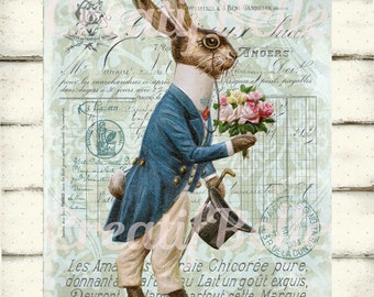 French Rabbit Image - Etsy