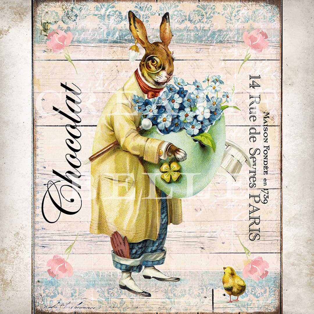 Victorian Easter Rabbit, Easter Chick, Shabby Chic French Chocolate ...