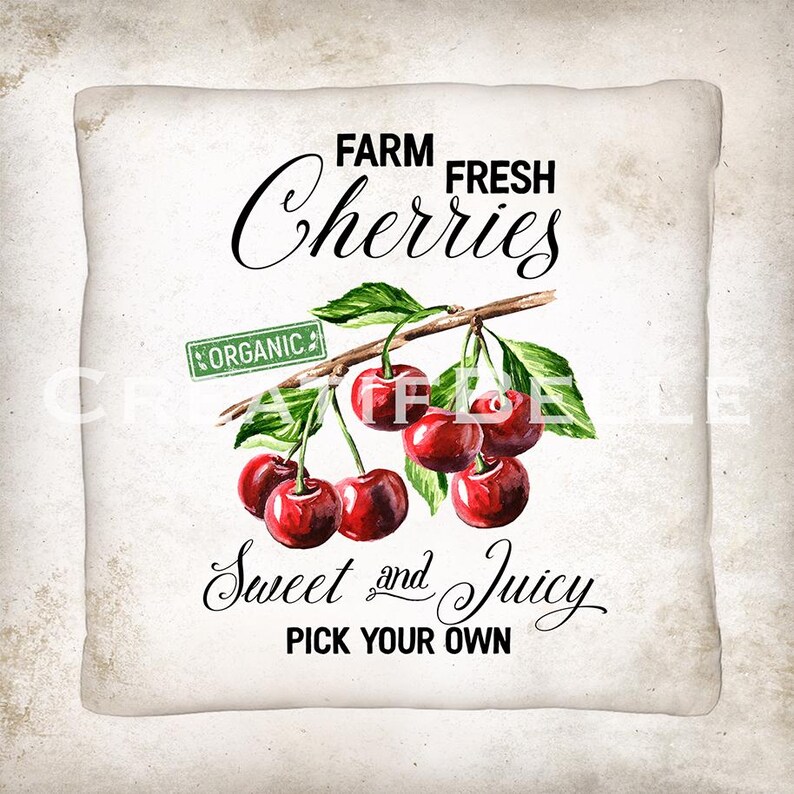 Vintage Cherry DIY Sign, Farmhouse Fruit Kitchen Art, Wreath Decor ...