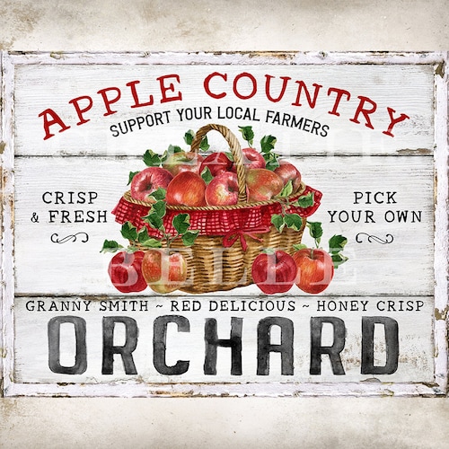 Modern Farmhouse Apple Orchard Sign Country Style Apple | Etsy