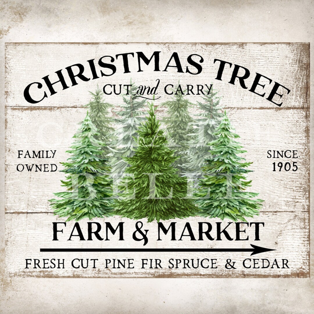 8.5x11 Inch Plus 4 Inch Square Christmas Tree Farm & Market Sign ...