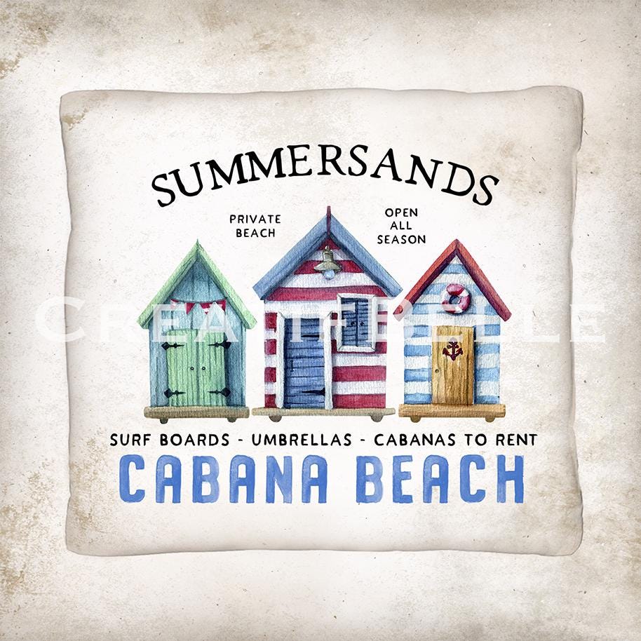Vintage Summer Beach Cabanas Sign Beach House Wall Art Sign Making ...