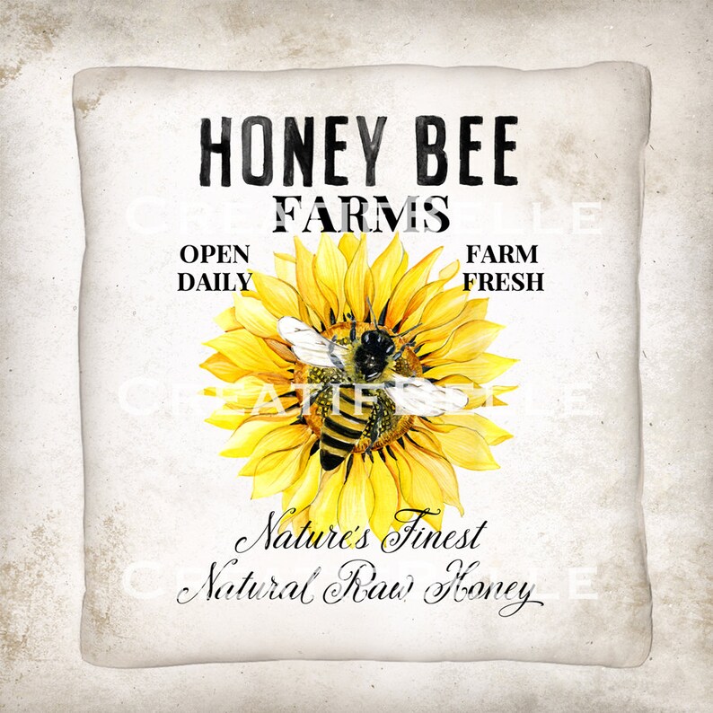 Honey Bee Farm Sign Sunflower Wreath Decor Accent Transfer | Etsy