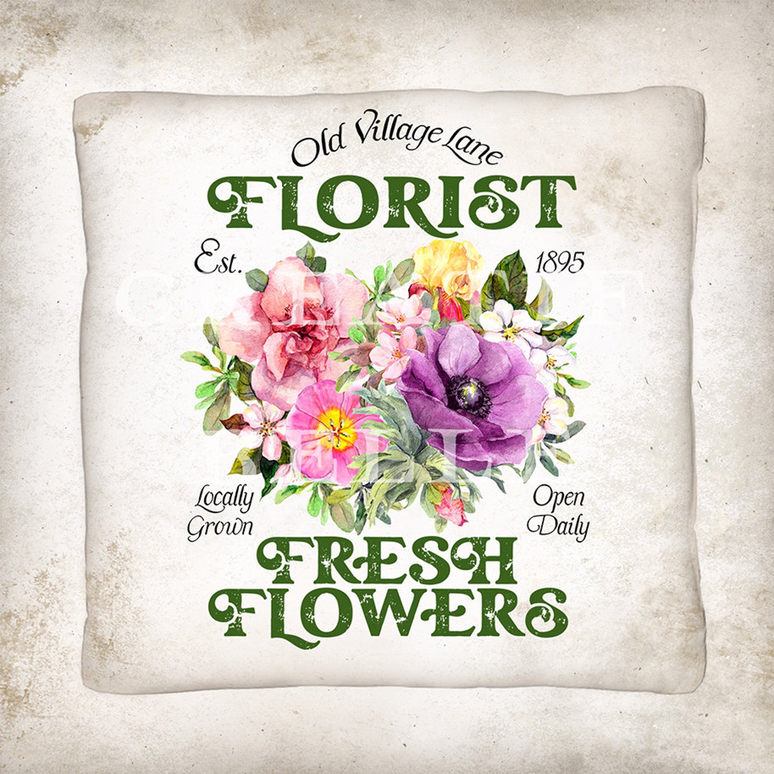 Vintage Rustic Florist Fresh Flowers DIY Sign Wreath Accent Farmhouse ...