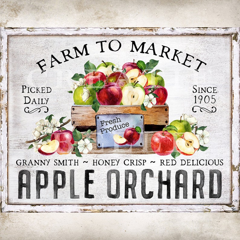 Modern Farmhouse Farm to Market Apple Sign DIY Sign Making - Etsy