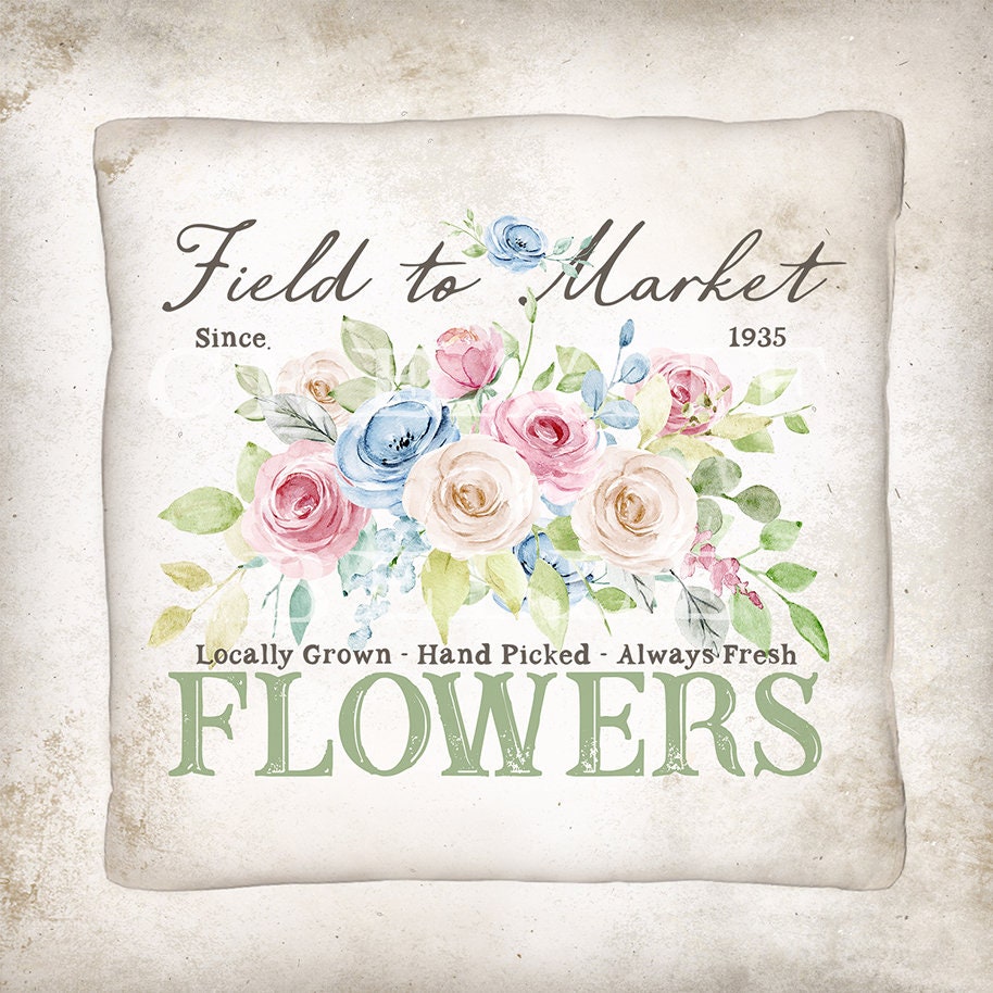 Shabby Chic Fresh Flower DIY Sign Farmhouse Home Decor Floral Wall Art ...