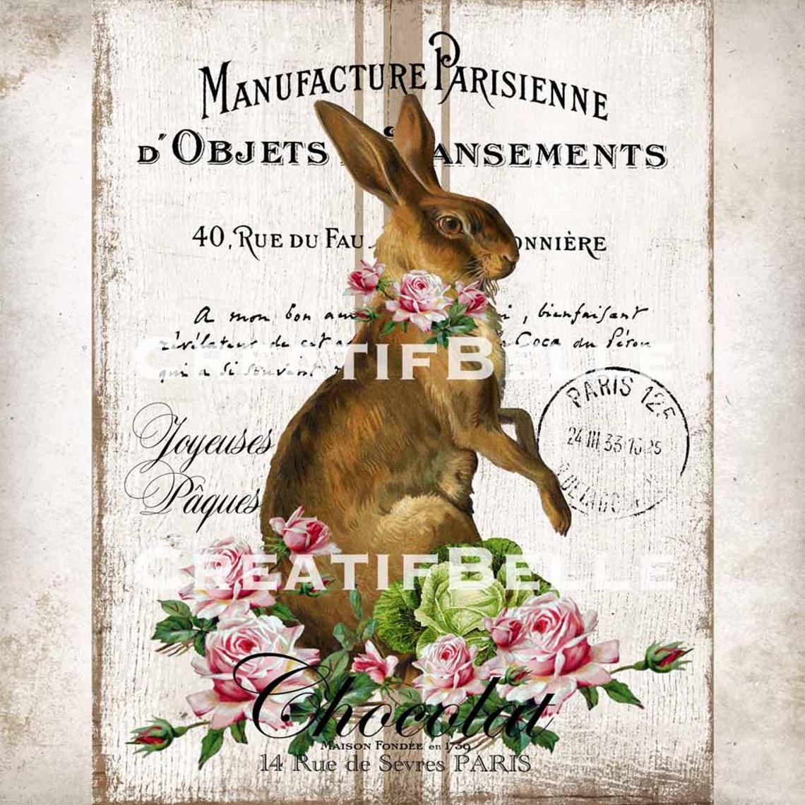 French Shabby Chic Easter Bunny Rabbit Easter Wreath Accent - Etsy