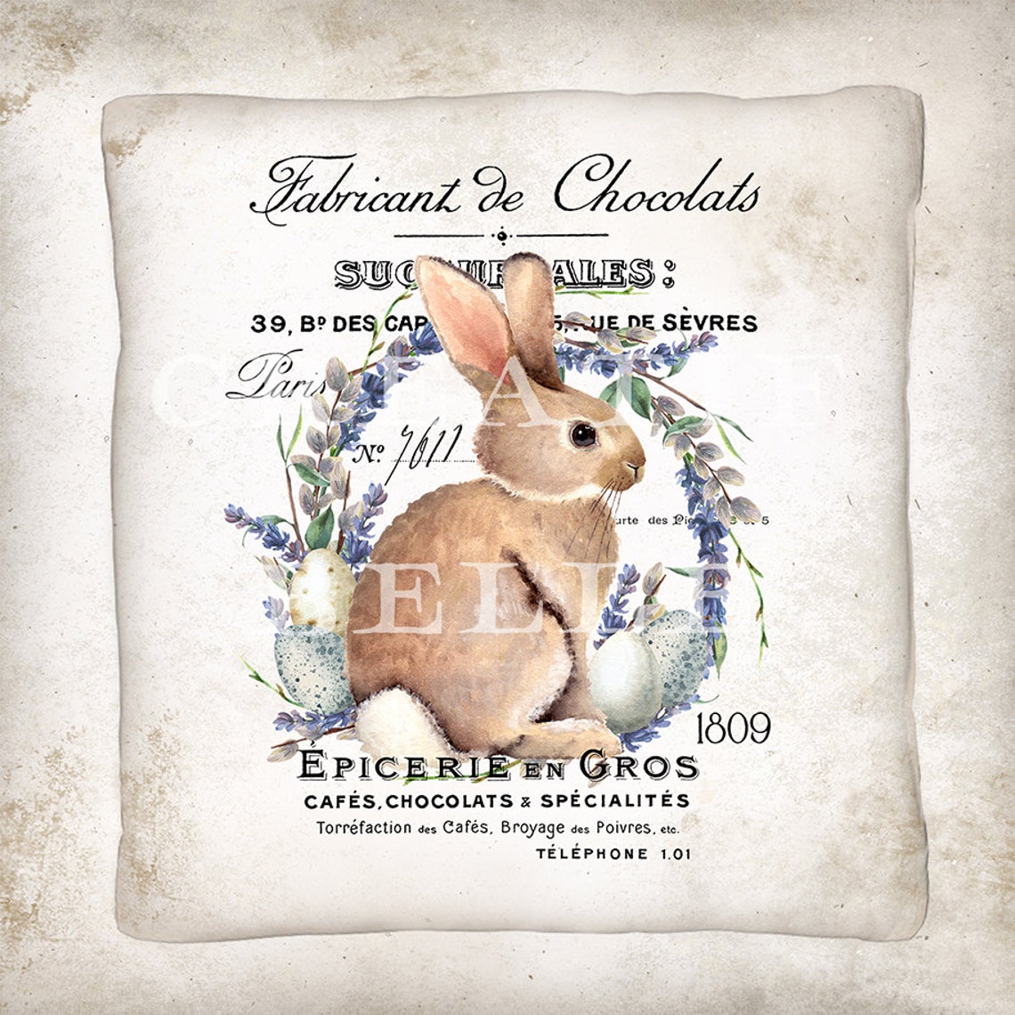 Vintage Shabby French Style Easter Bunny Rabbit Lavender Wreath Easter ...