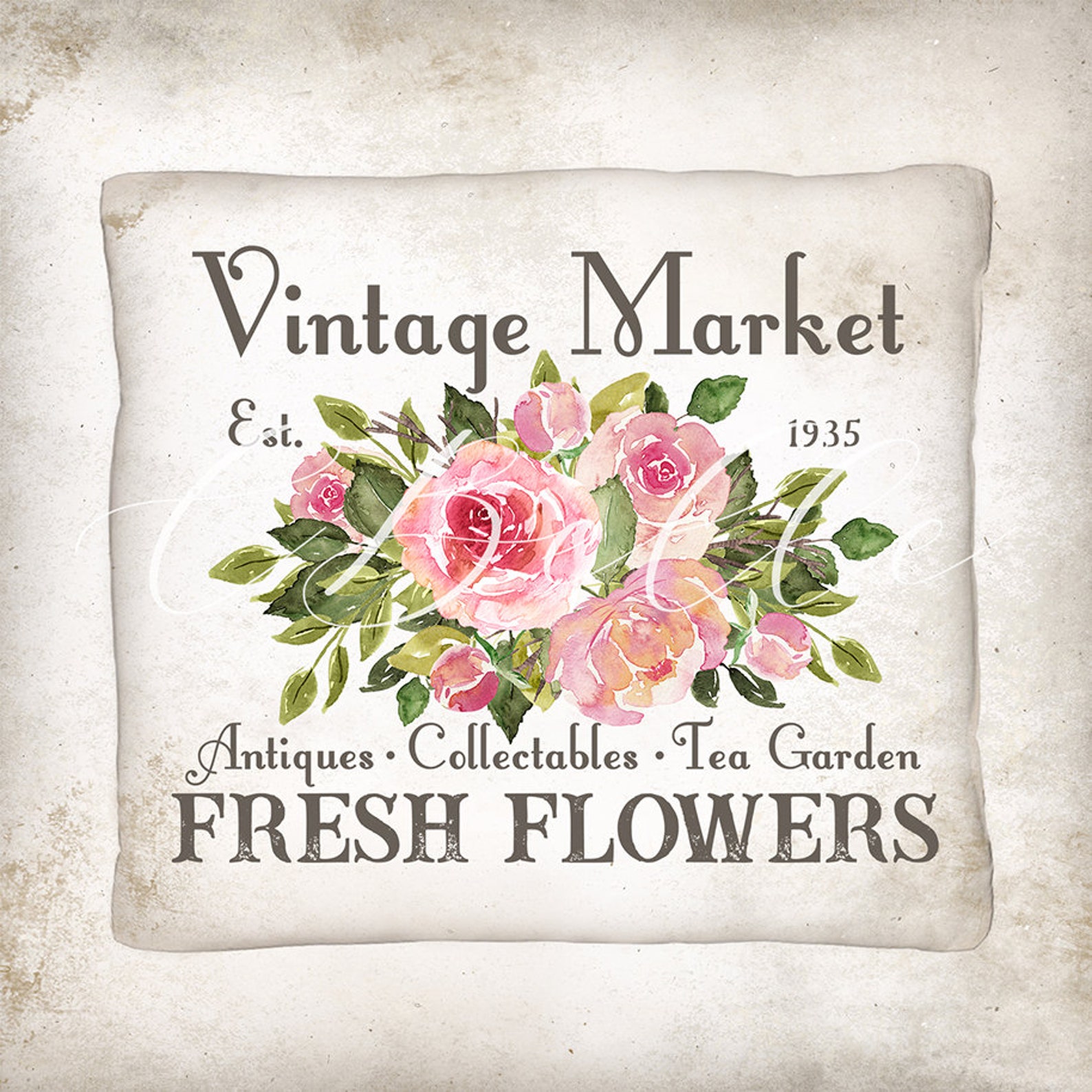 Vintage Market Fresh Flower Sign Modern Farmhouse DIY Floral Wall Sign ...