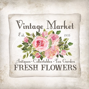 Vintage Market Fresh Flower Sign Modern Farmhouse DIY Floral Wall Sign ...