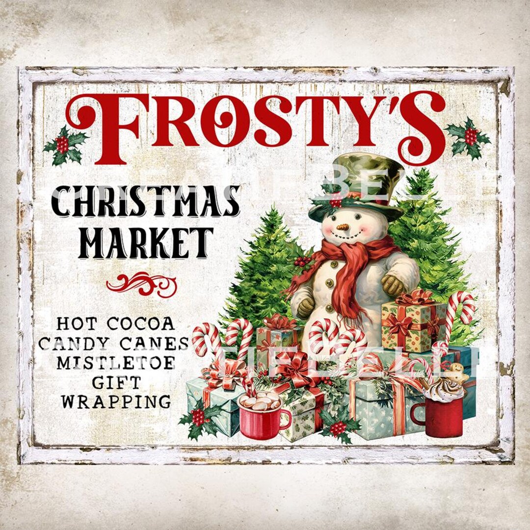 Vintage Frosty's Christmas Market Farmhouse Christmas Home Decor DIY ...