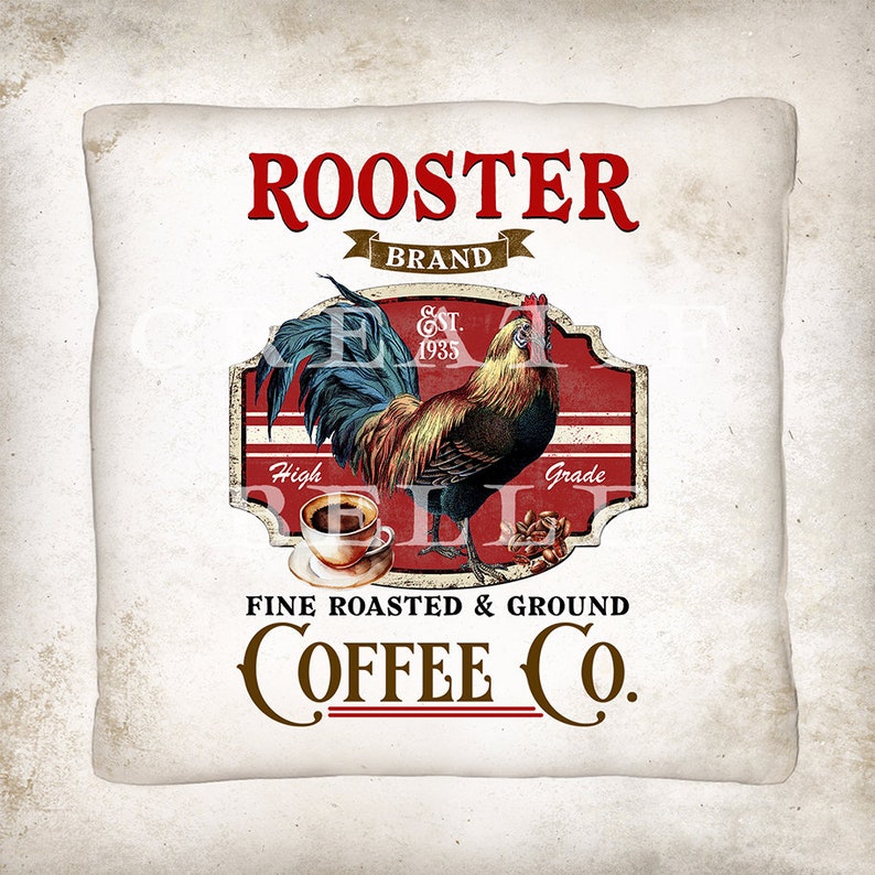 Vintage Rustic Rooster Coffee DIY Sign Farmhouse Kitchen Wall Art ...