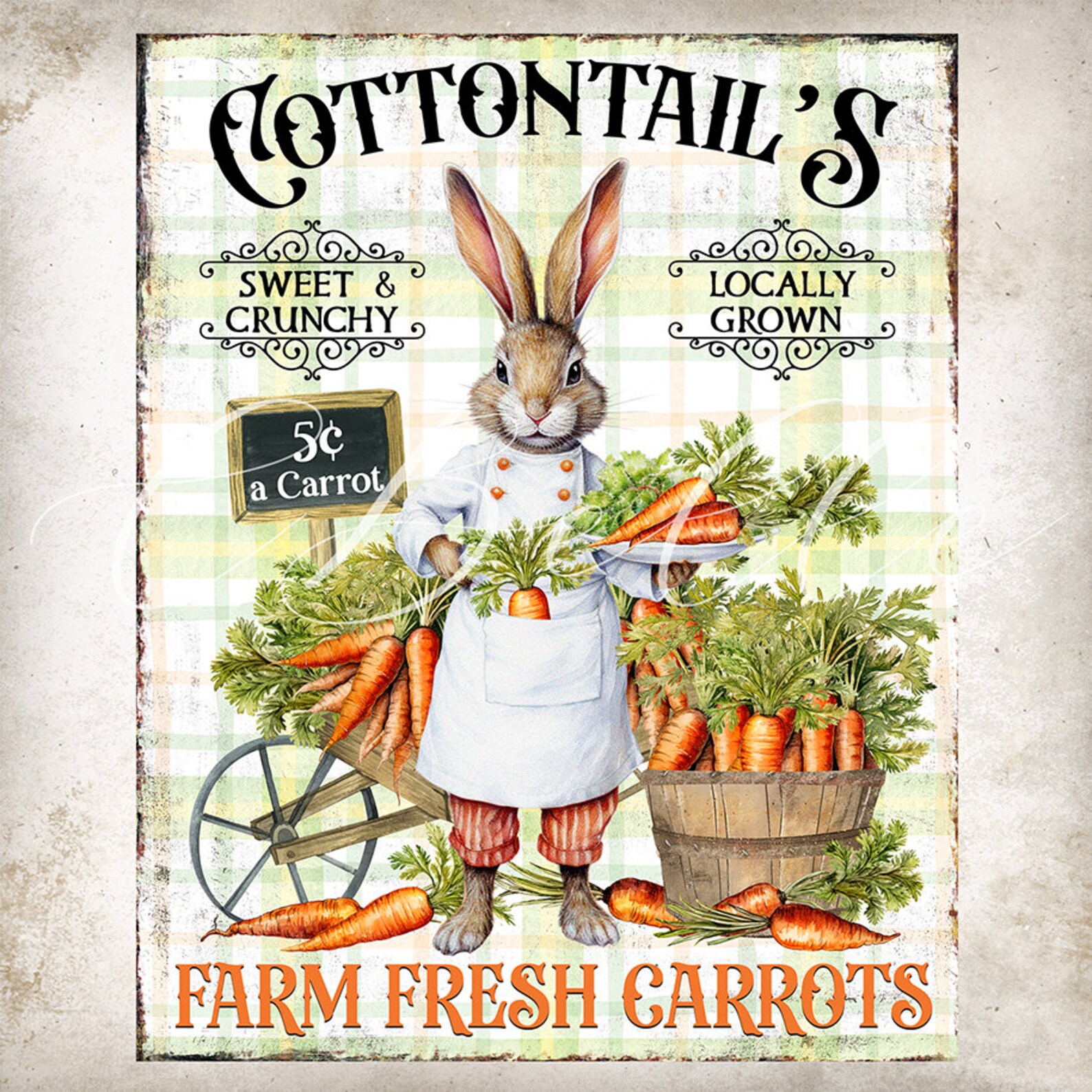 Cottontails Farm Fresh Carrots Farmhouse Easter Home Decor DIY Sign ...