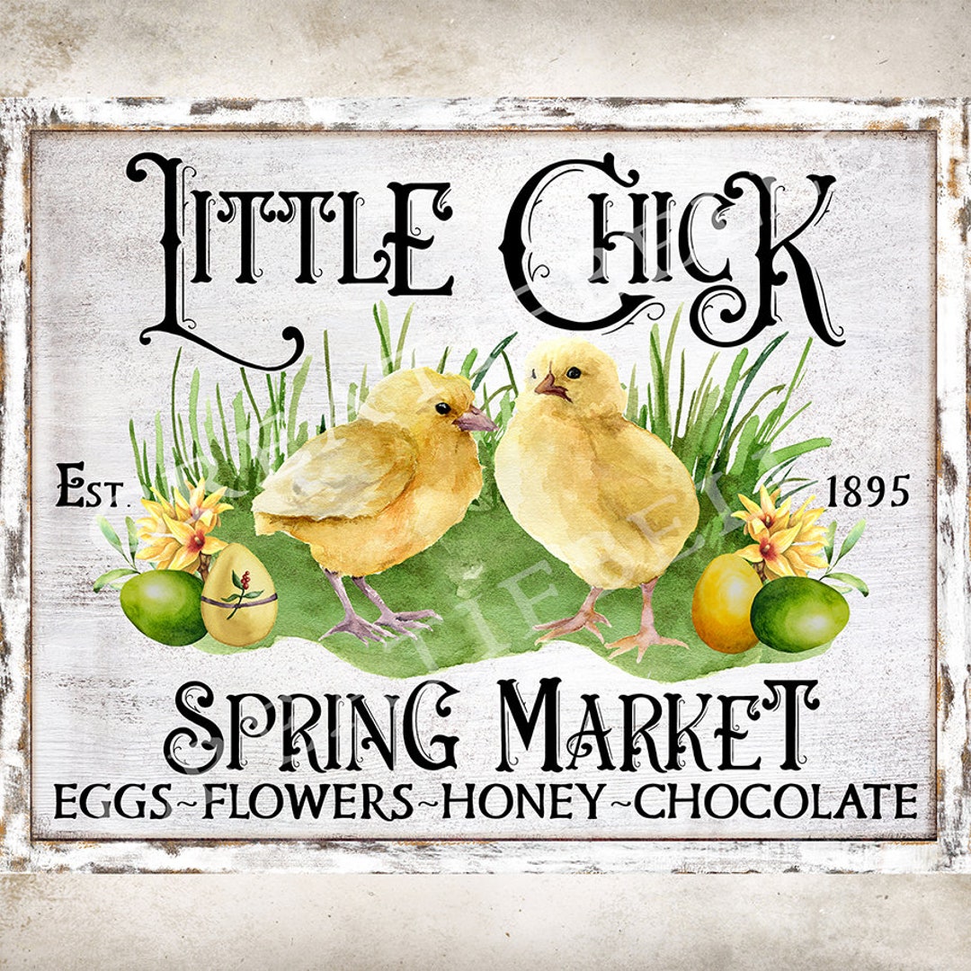 Little Chick Spring Market Farmhouse Easter Home Decor DIY Sign Wreath ...
