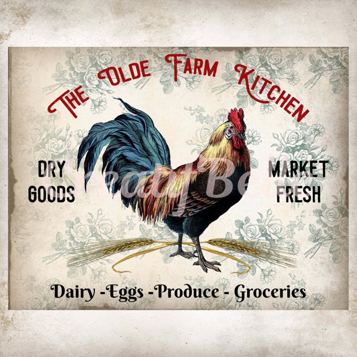 Olde Farm Kitchen Rooster Sign Farmhouse Sign Farm Style | Etsy