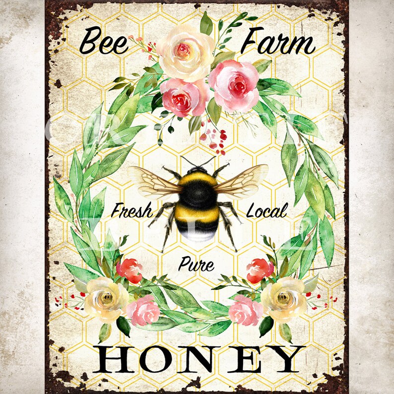 Rustic Metal Sign Bee Farm Honey DIY Wreath Sign Making - Etsy