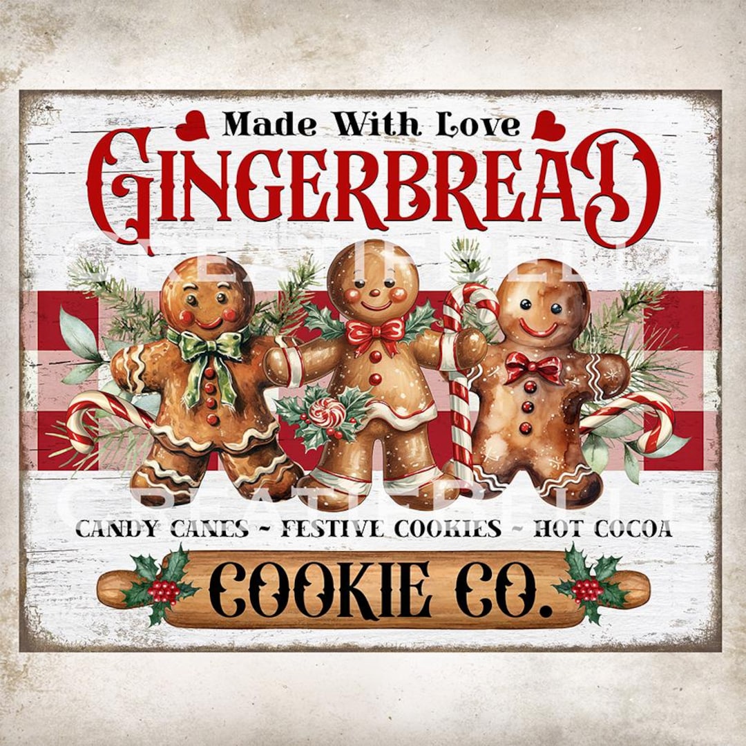 Vintage Retro Gingerbread Bakery Farmhouse Christmas Home Decor DIY ...