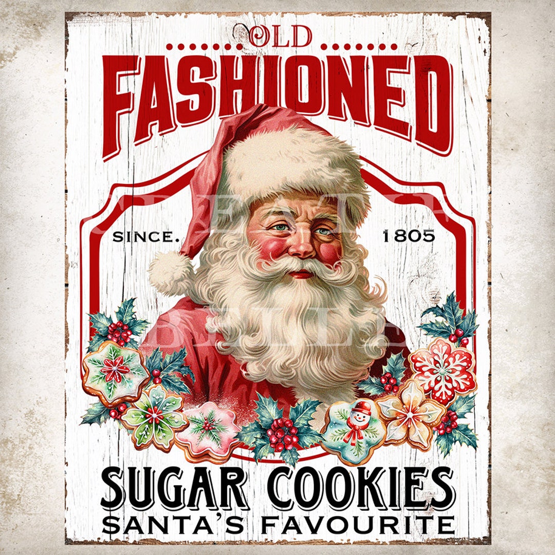 Vintage Santa Old Fashioned Sugar Cookies Farmhouse Christmas Home ...