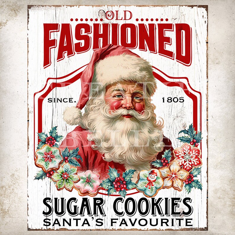 Vintage Santa Old Fashioned Sugar Cookies Farmhouse Christmas Home ...