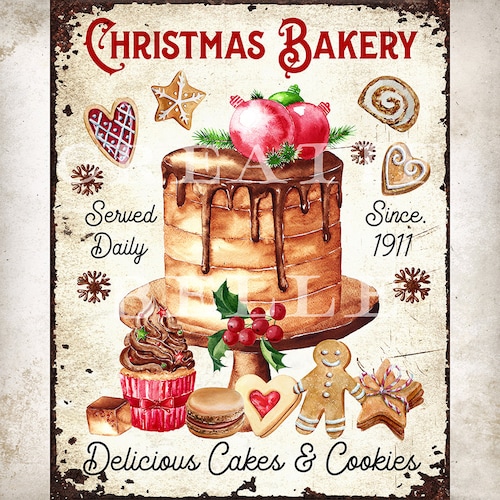 Christmas Bakery Food Sign Farmhouse Christmas Home Decor DIY - Etsy
