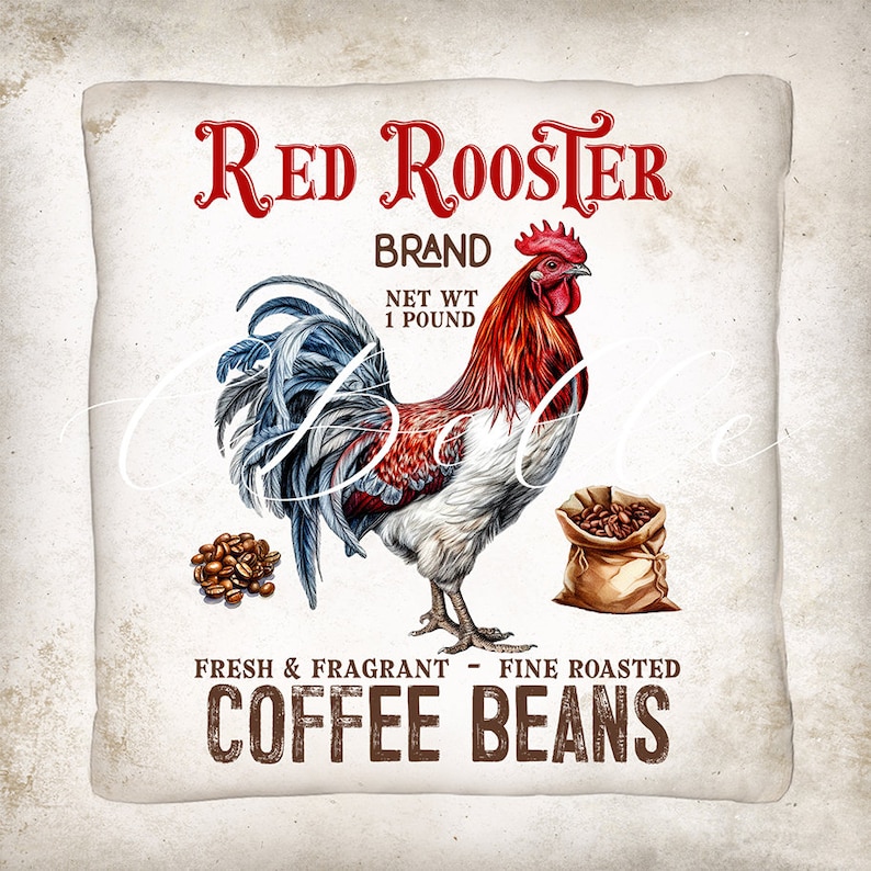 Vintage Rustic Rooster Coffee Printable Farmhouse Coffee DIY Kitchen ...