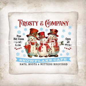 Vintage Frosty's Snowflake Cafe Farmhouse Christmas Home Decor Snowman ...