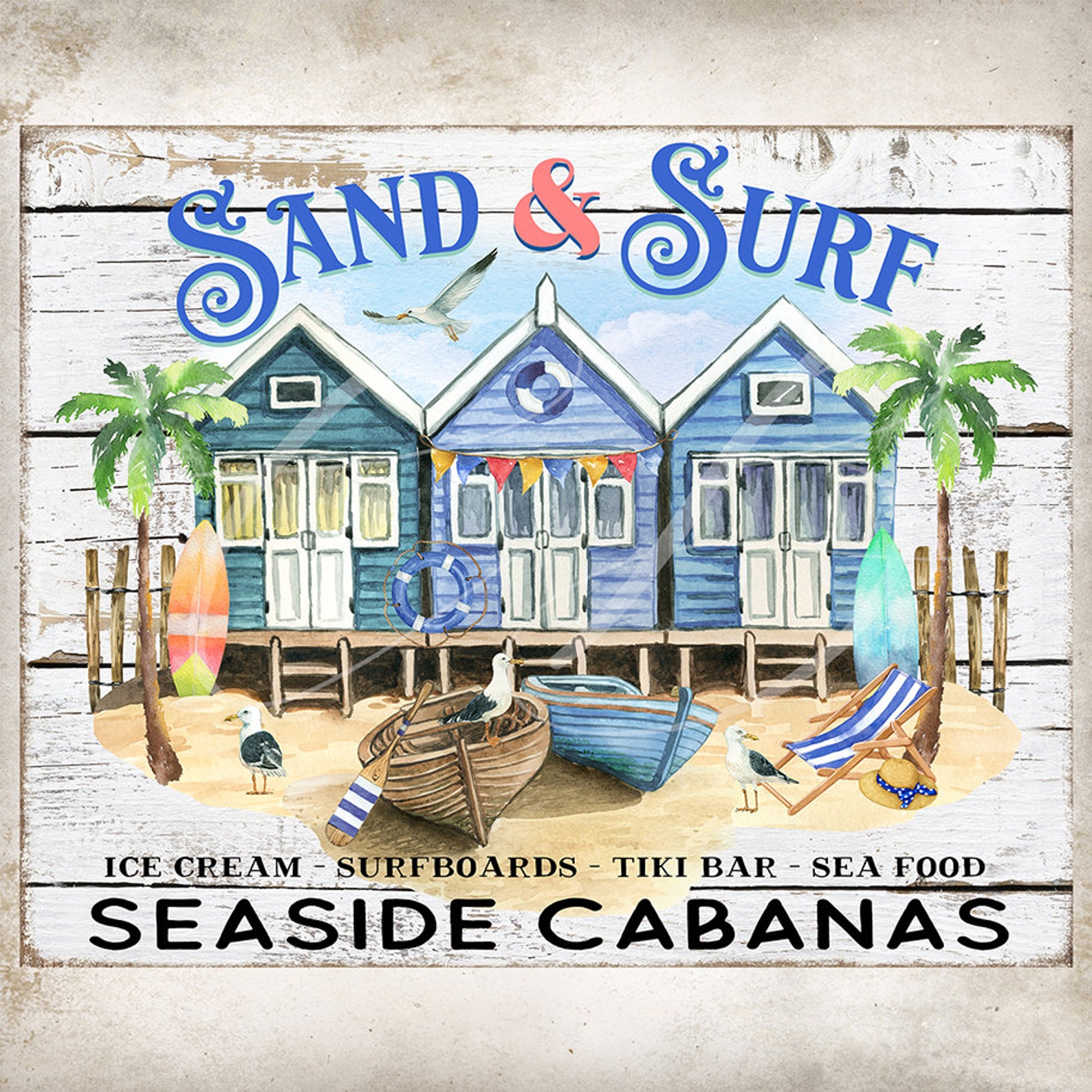 Tropical Beach Cabanas Coastal Farmhouse Home Decor DIY Sign Summer ...