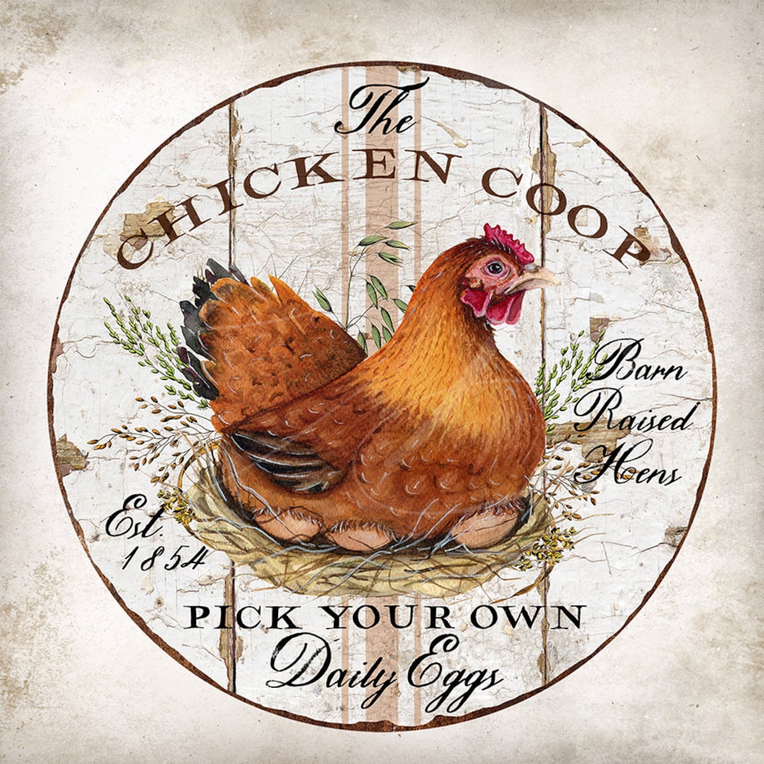 8 Inch Rustic Chicken Coop Circle DIY Sign Farm Style Country Farmhouse ...