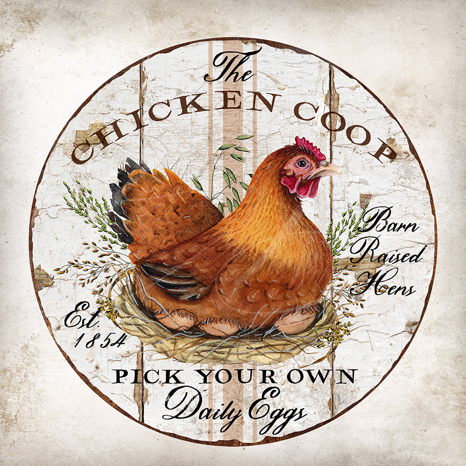 8 Inch Rustic Chicken Coop Circle DIY Sign Farm Style Country Farmhouse ...