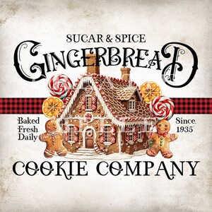 Gingerbread Cookie Company Farmhouse Rustic Christmas Home Decor DIY ...
