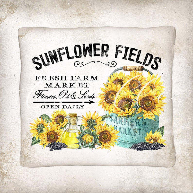 Vintage Rustic Sunflower Fields Country Farmhouse Kitchen DIY Wall Sign ...