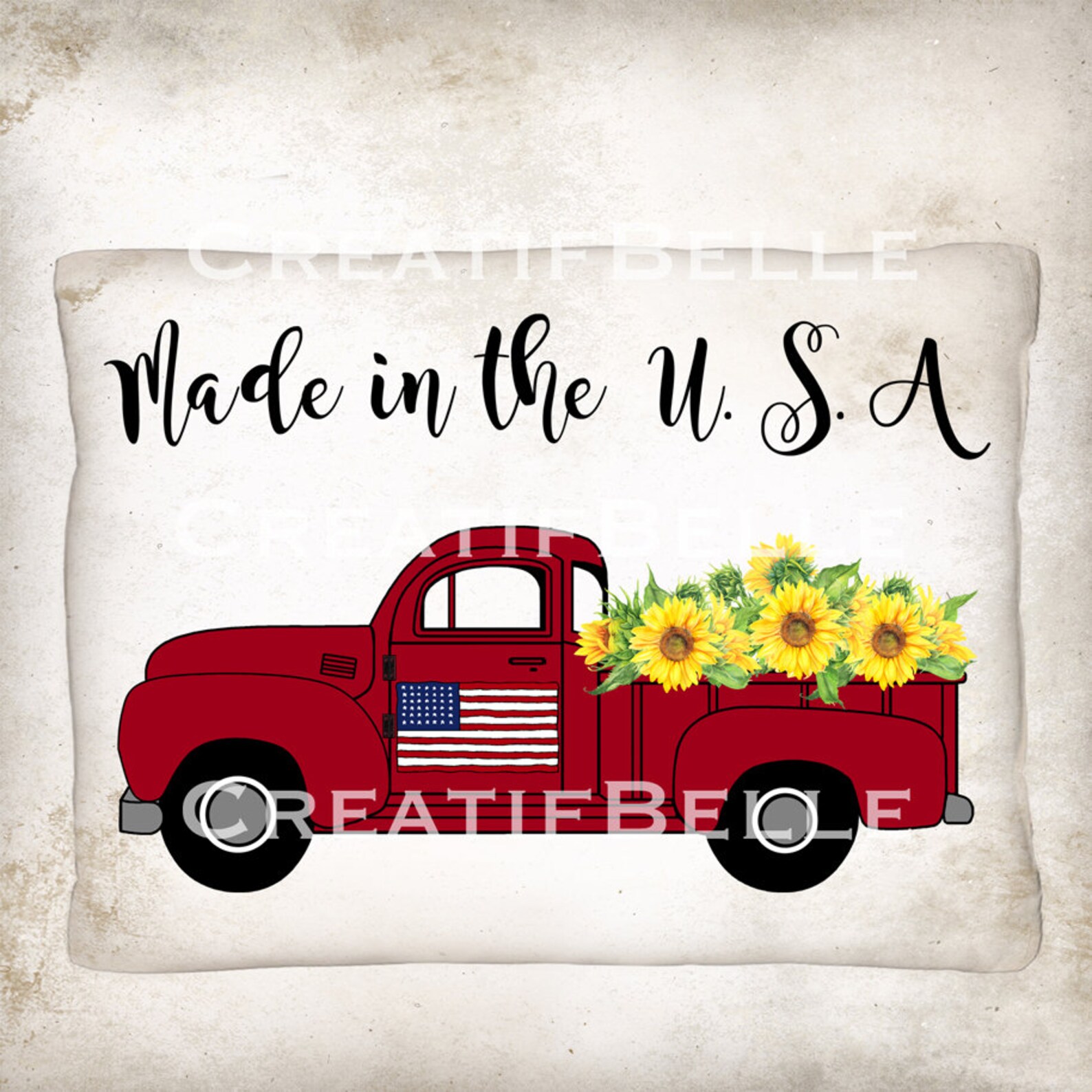 Made in the USA Red Patriotic Farm Truck Sign July 4th Wreath | Etsy