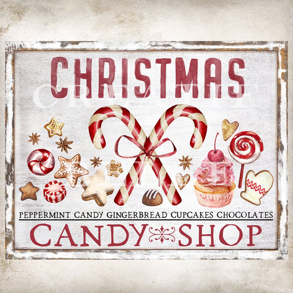 8.5x11 Plus 4 Inch Squares Christmas Candy Sweets Sign | Etsy