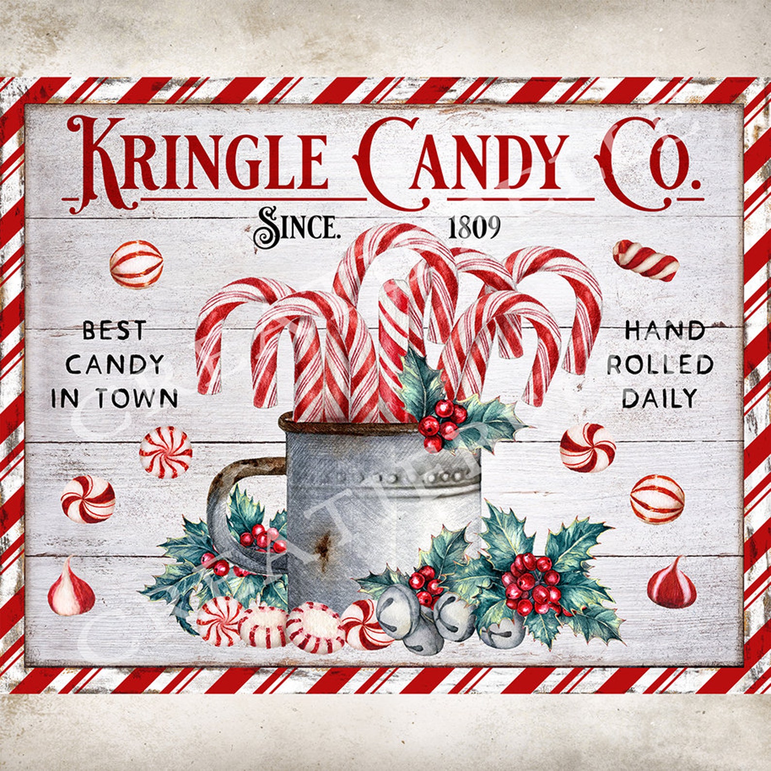 Kringle Candy Farmhouse Christmas DIY Wreath Accent Sign Tier - Etsy