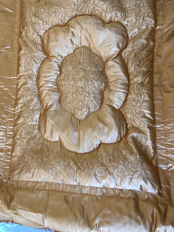 Vintage Gold Satin Eiderdown | Etsy UK