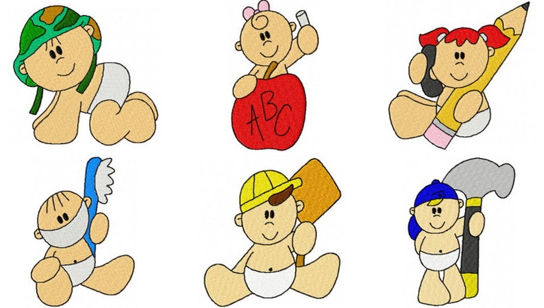 39 Occupational Babies Embroidery Design Files 4x4 With Finger Puppets ...