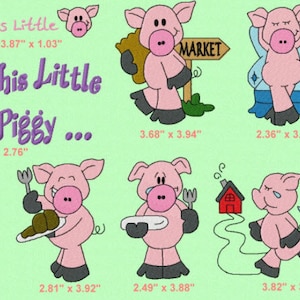 25 This Little Piggy Nursery Rhyme Embroidery Designs With Finger ...