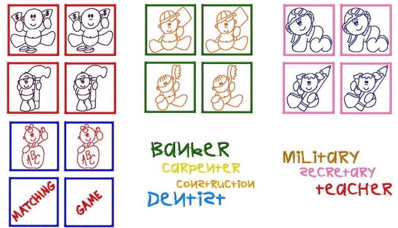 39 Occupational Babies Embroidery Design Files 4x4 With Finger Puppets ...