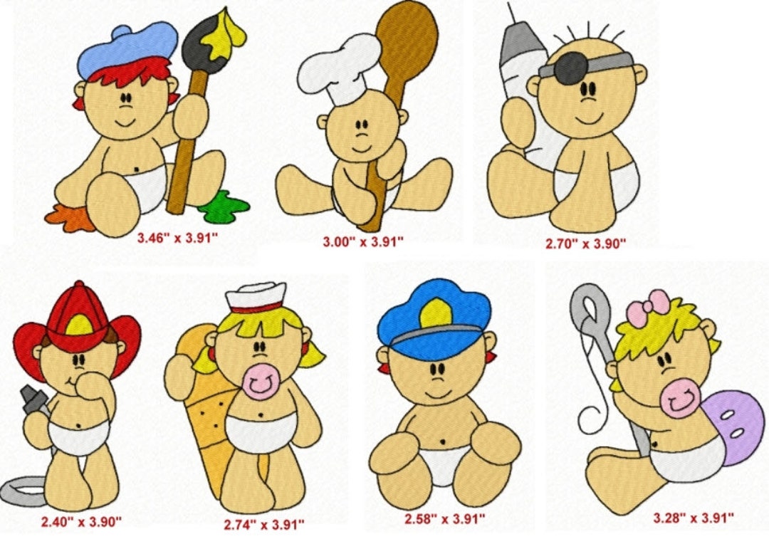 35 Occupational Babies Embroidery Design Files 4x4 With Finger Puppets ...