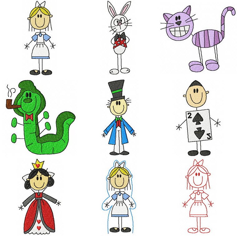 32 A Kid's View Alice Machine Embroidery Design Files 4x4 & 5x7 With ...