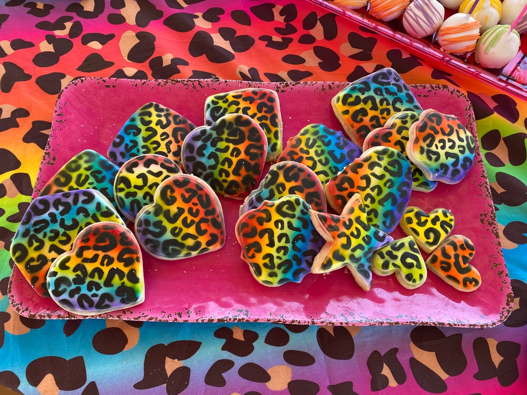 Rainbow Leopard Cookies - Etsy