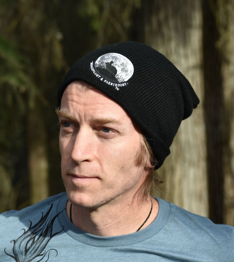 Slouchy Black Knit Snowboard Toque Embroidered Skater Hat - Etsy