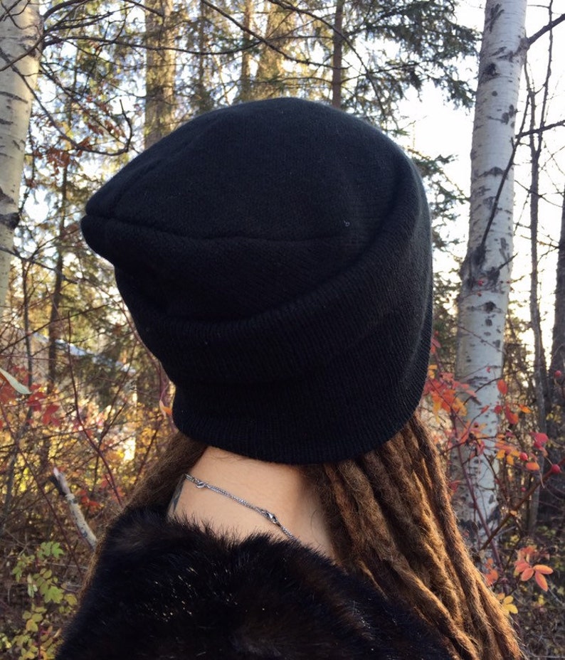 Slouchy Black Knit Snowboard Toque Embroidered Skater Hat - Etsy