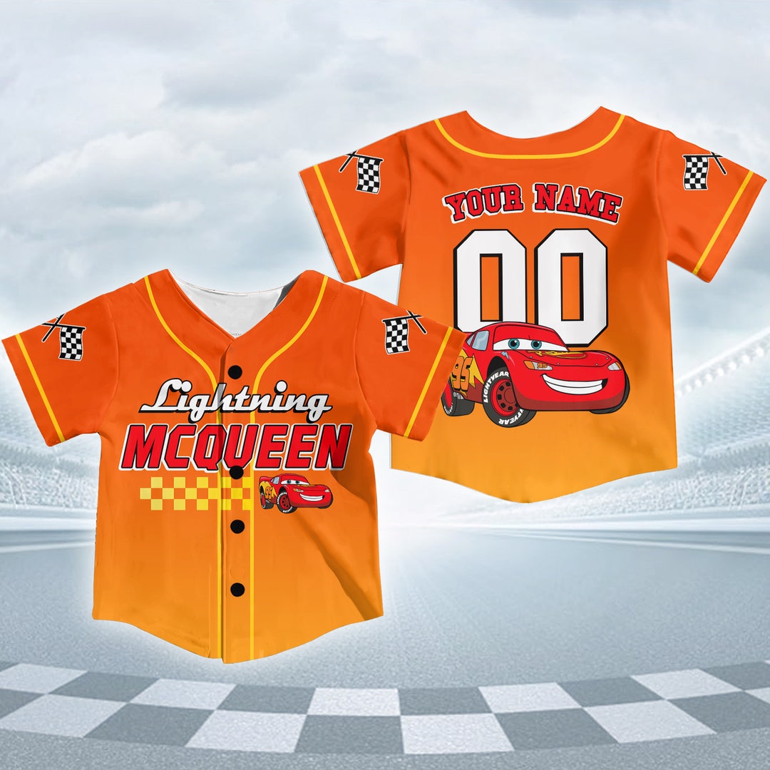 Personalized Lightning Mcqueen Baseball Jersey, Custom Name Disneyy ...