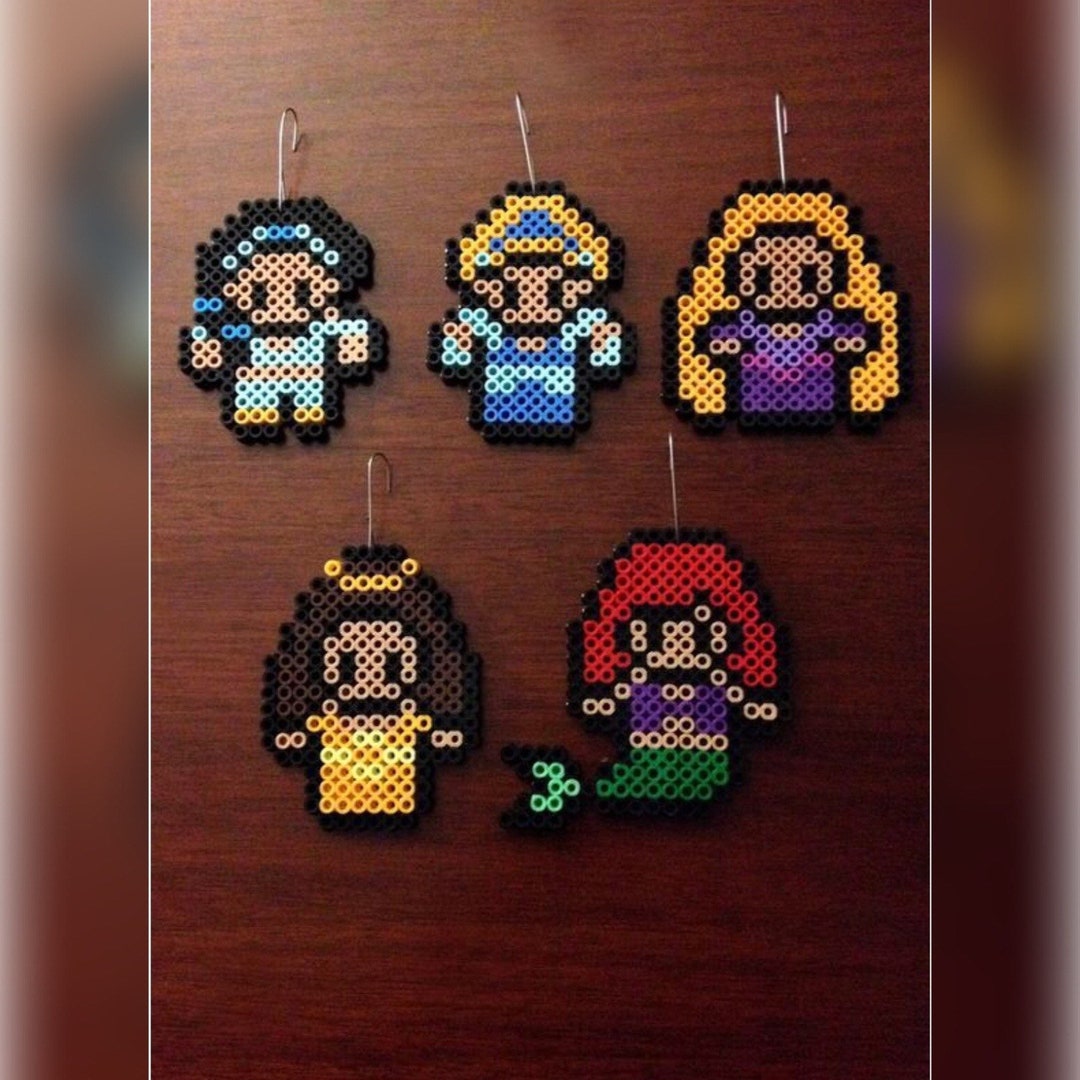 Disney Princess Inspired 8 Bit Perler Set Ornaments - Etsy