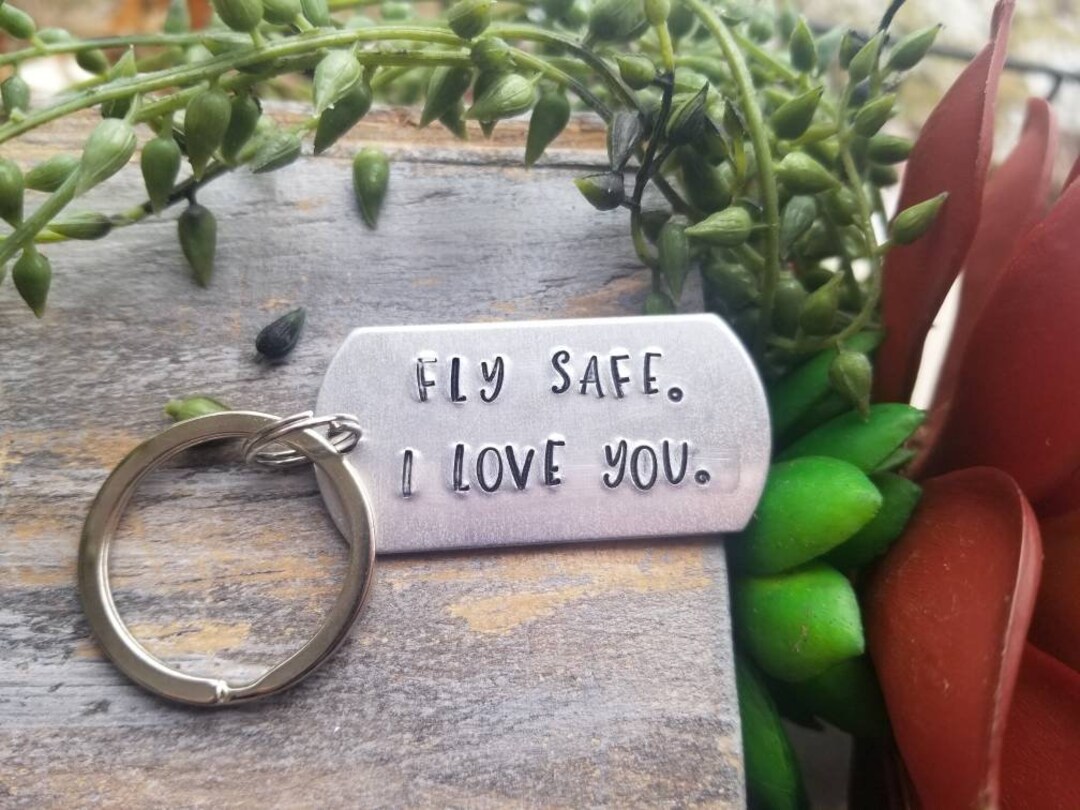 Fly Safe Keychain: Hand Stamped Aluminum Pilot Gift - Etsy