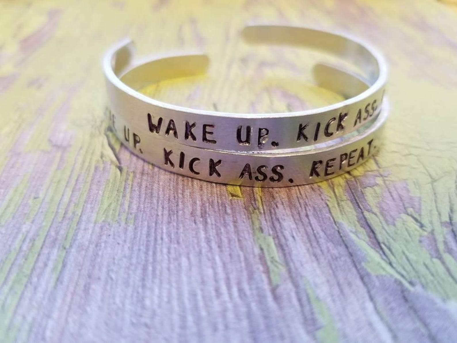 Stackable Cuff Bracelets Aluminum Stacking Bracelets Message - Etsy